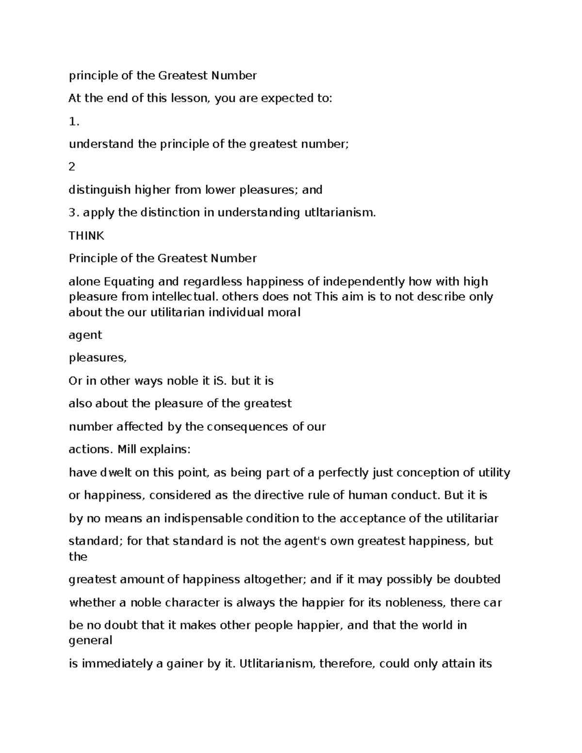 Principle of greatest number - principle of the Greatest Number At the ...