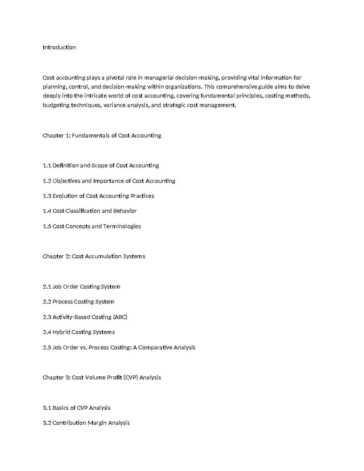 COST I - lesson - Introduction Cost accounting plays a pivotal role in ...