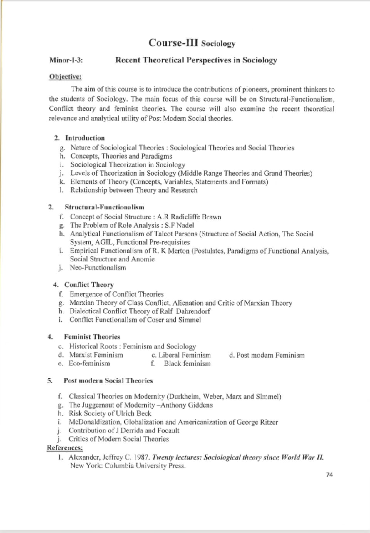 Sem 3 syllabus - ####### Course-I Sociology Minor-I-3: Recent ...