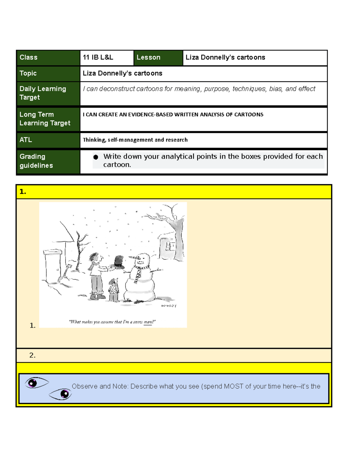 Liza Donnelly - Class 11 IB L&L Lesson Liza Donnelly’s cartoons Topic ...