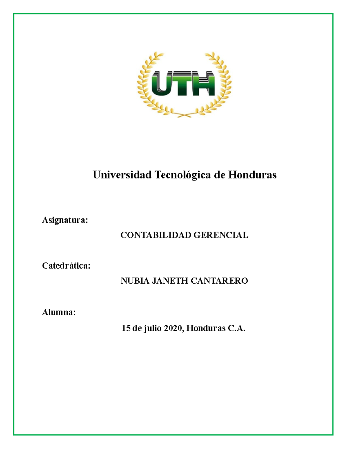 Tarea Individual Modulo 4 Contabilidad Gerencial I - UTH - Studocu
