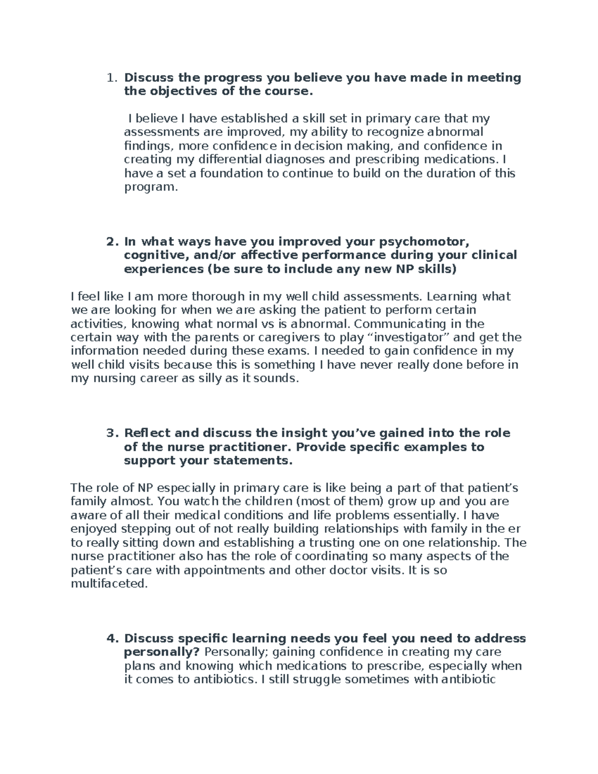 April Clinical Discussion - Discuss the progress you believe you have ...