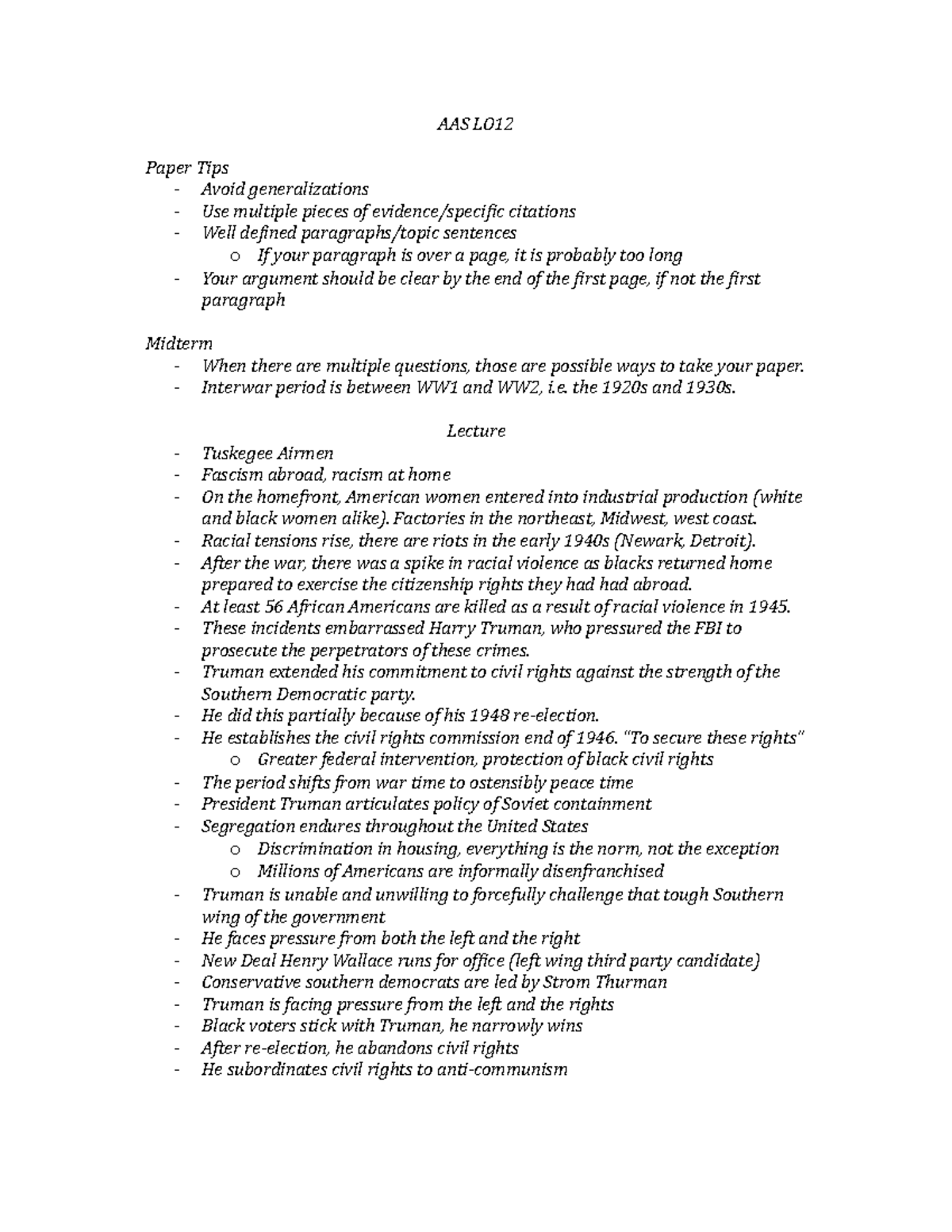 AAS LO12 - Lecture notes 12 - AAS LO Paper Tips - Avoid generalizations ...