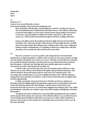 D169 task 3 - Task 3 - D169 task 3 A1. One communication strategy I ...
