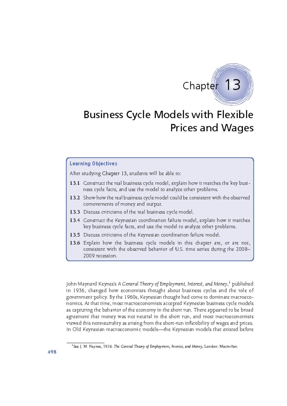 Chapter 13 - 498 1 See J. M. Keynes, 1936. The General Theory of Employment, Interest, and Money ...