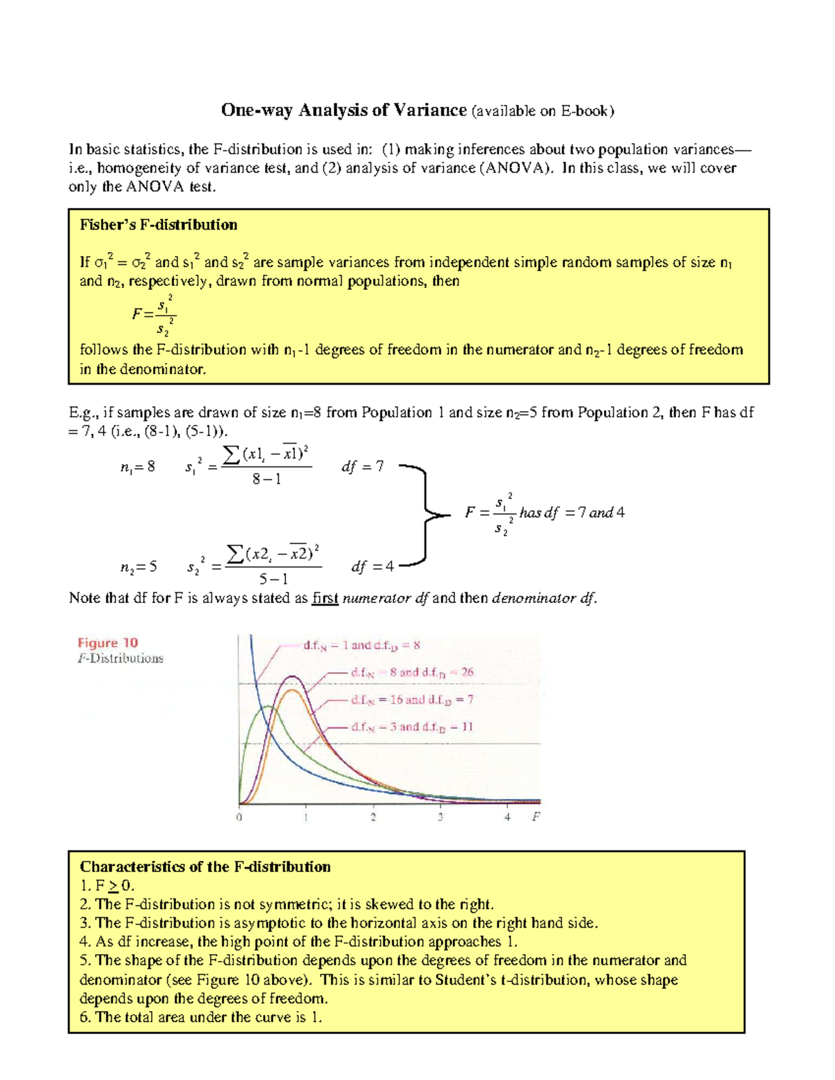 One-way Analysis of Variance - , homogeneity of variance test, and (2 ...