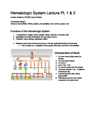 Hematologic System - BIOL 223 - Wichita State - Studocu