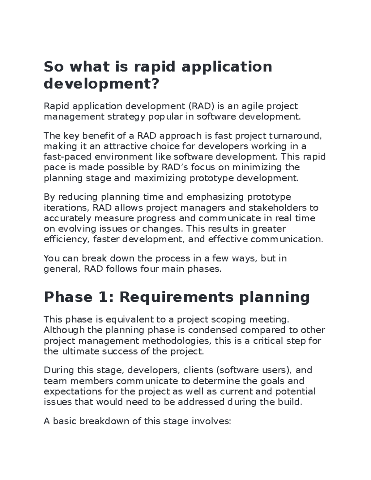 Rad - Software project management - So what is rapid application ...