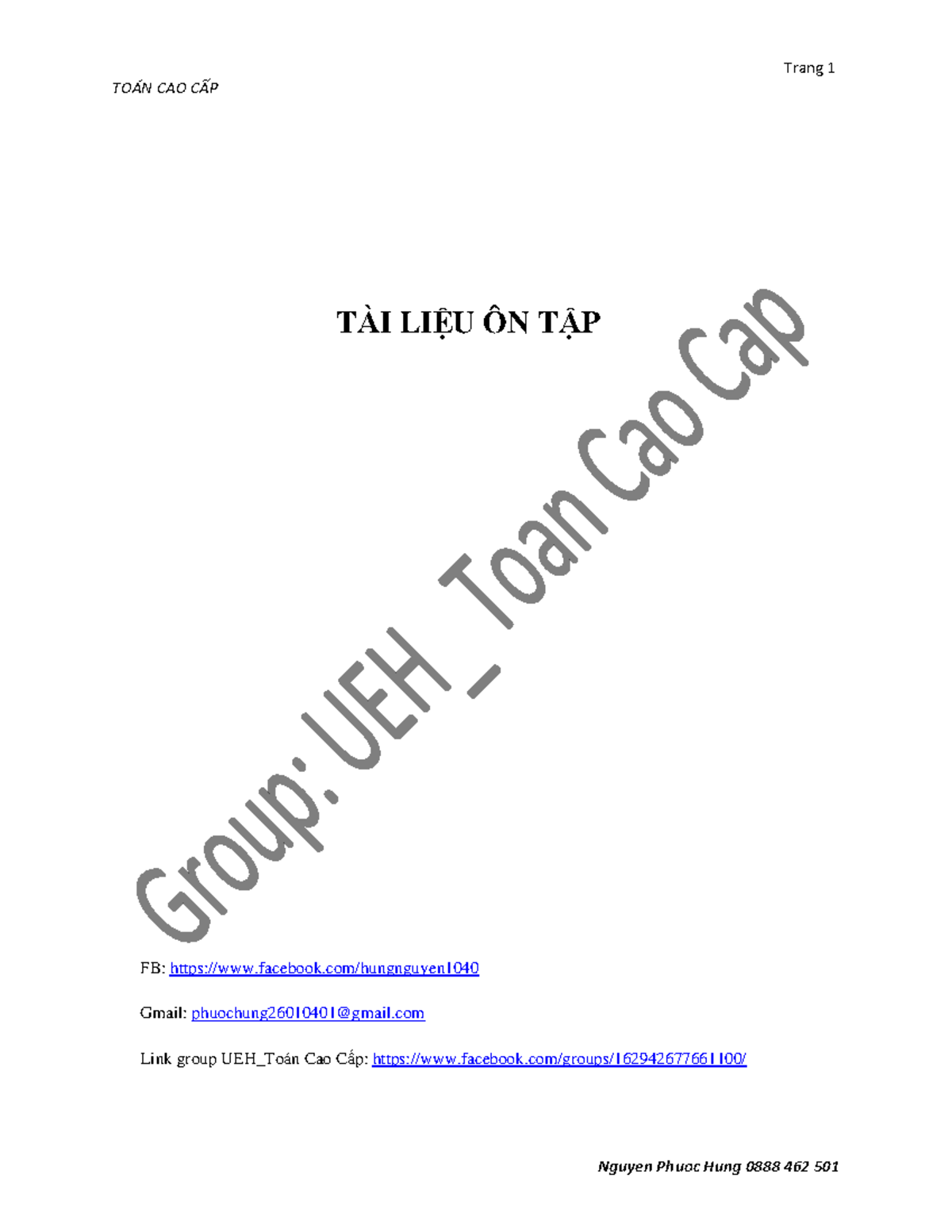 [ON TAP Toancaocap][ Chuong LIM+UDKT] - TCC - Đại học kinh tế TPHCM - Studocu