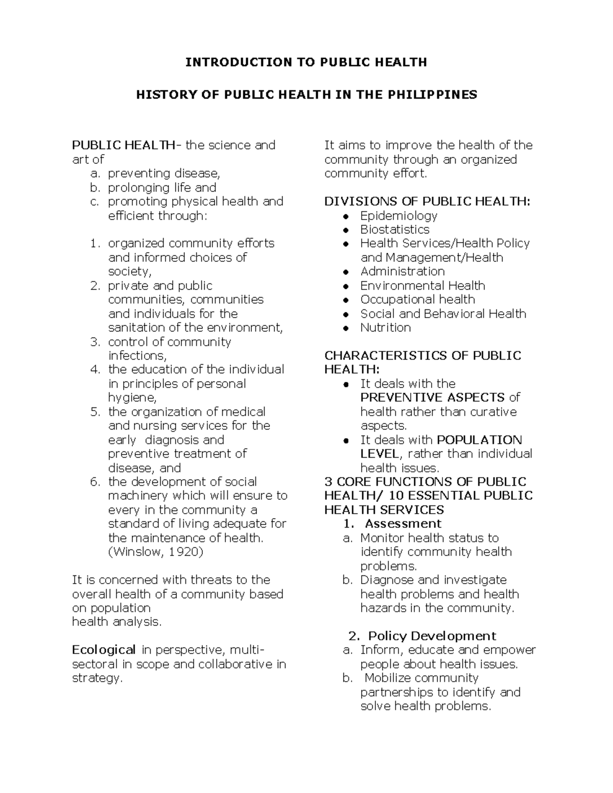 History OF Public Health IN THE PH - HISTORY OF PUBLIC HEALTH IN THE ...
