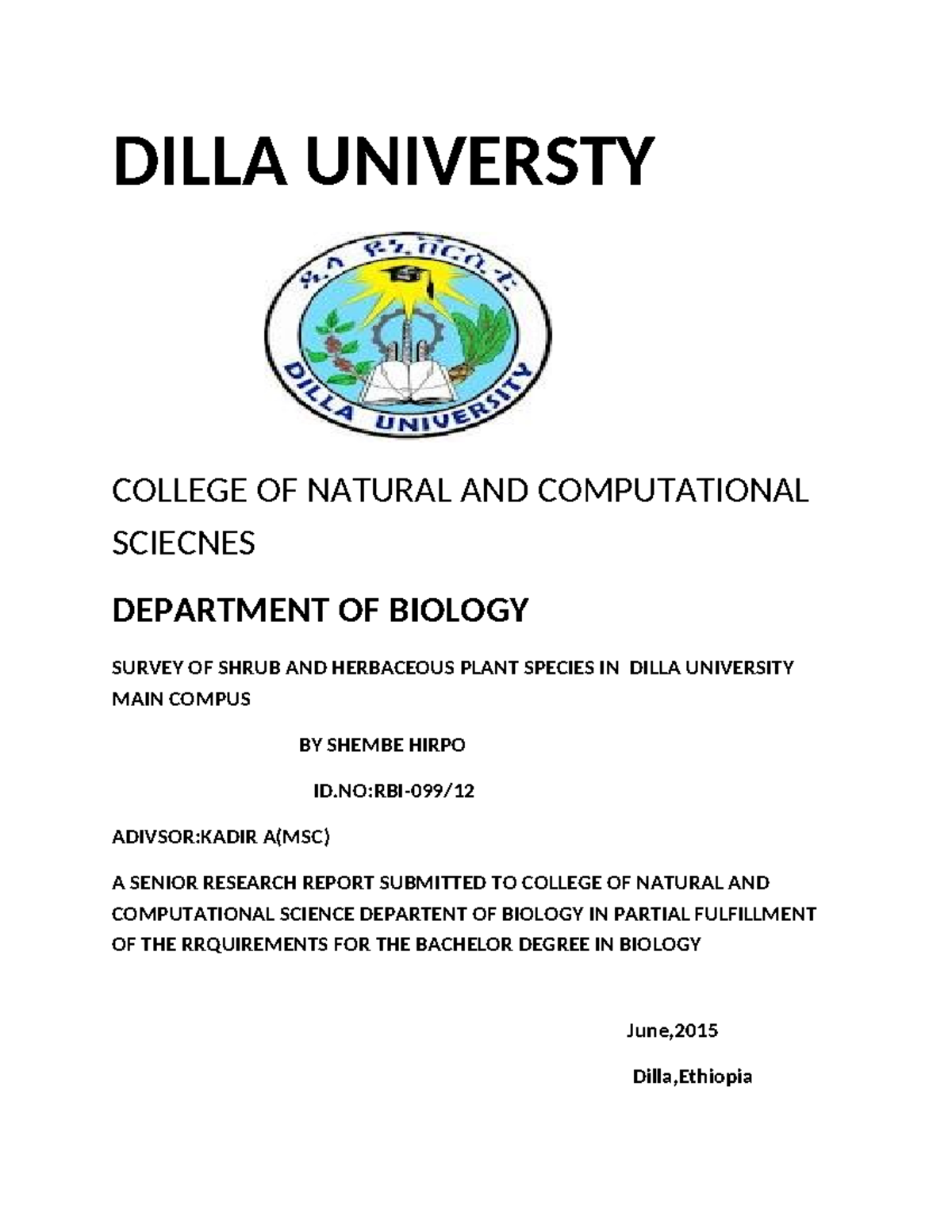 Dilla universityresearch-1 - DILLA UNIVERSTY COLLEGE OF NATURAL AND ...