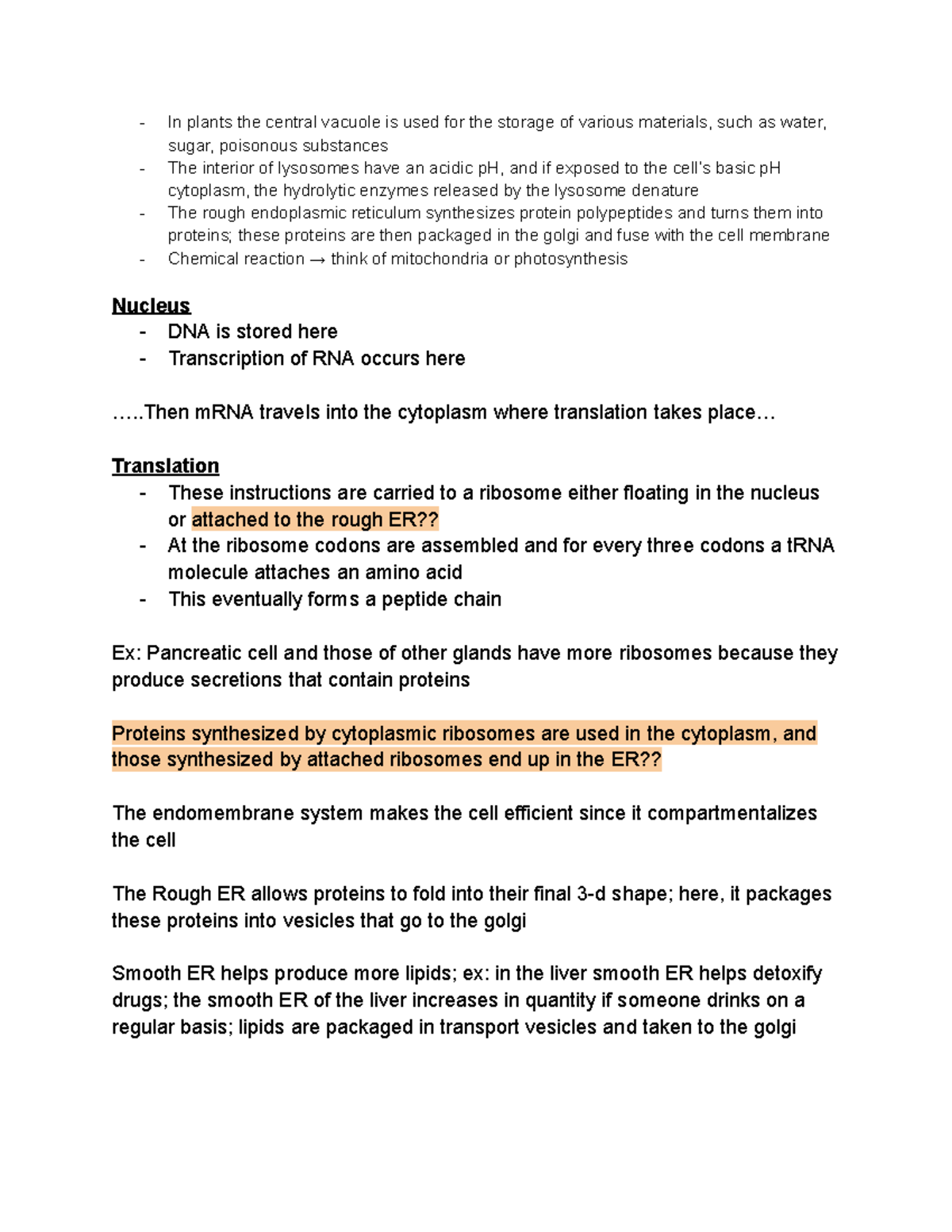 AP Bio Unit 2 Notes - In plants the central vacuole is used for the ...