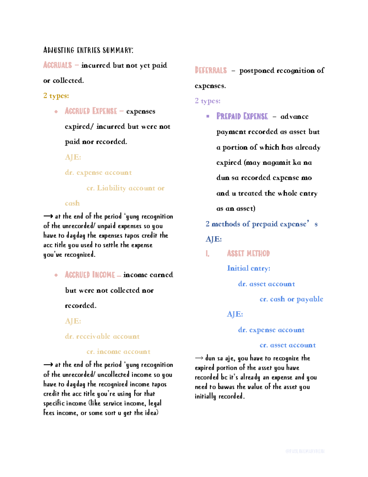Adjusting entries summary - Adjusting entries summary: Accruals ...