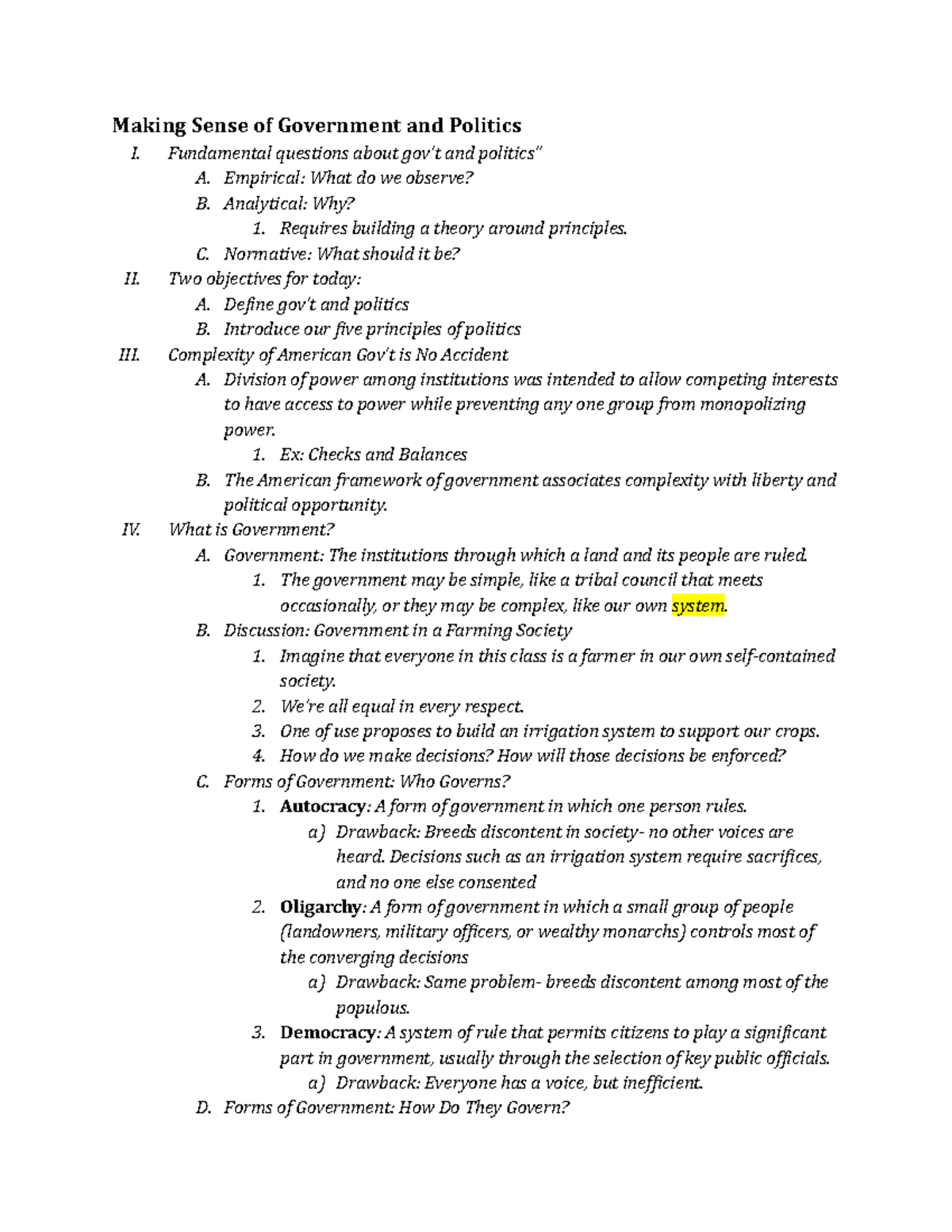 8 20 Making Sense of Government and Politics - Fundamental questions ...