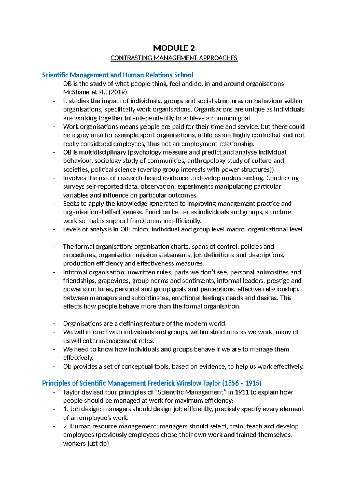 Module 2 - MODULE 2 CONTRASTING MANAGEMENT APPROACHES Scientific ...