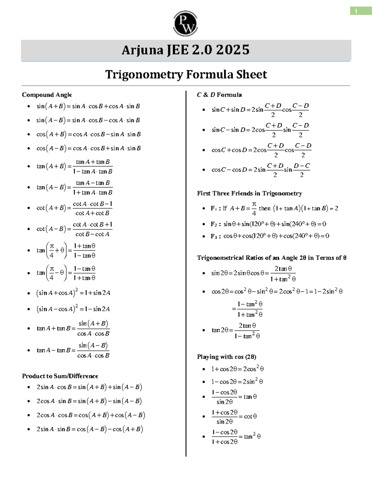 66b0c4d4365c002c327e3f1e ## Trigonometry Formula 240822 125013 - 1 ...