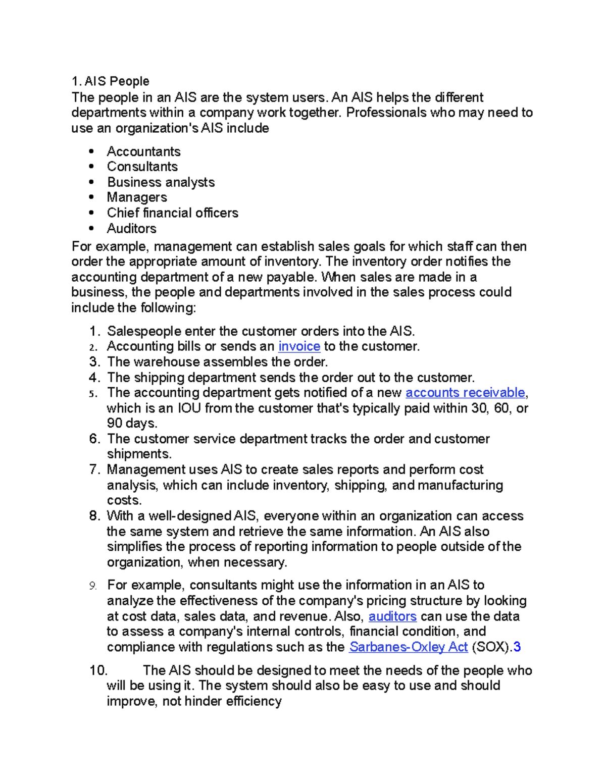 AIS-People - The people in an AIS are the system users. An AIS helps ...