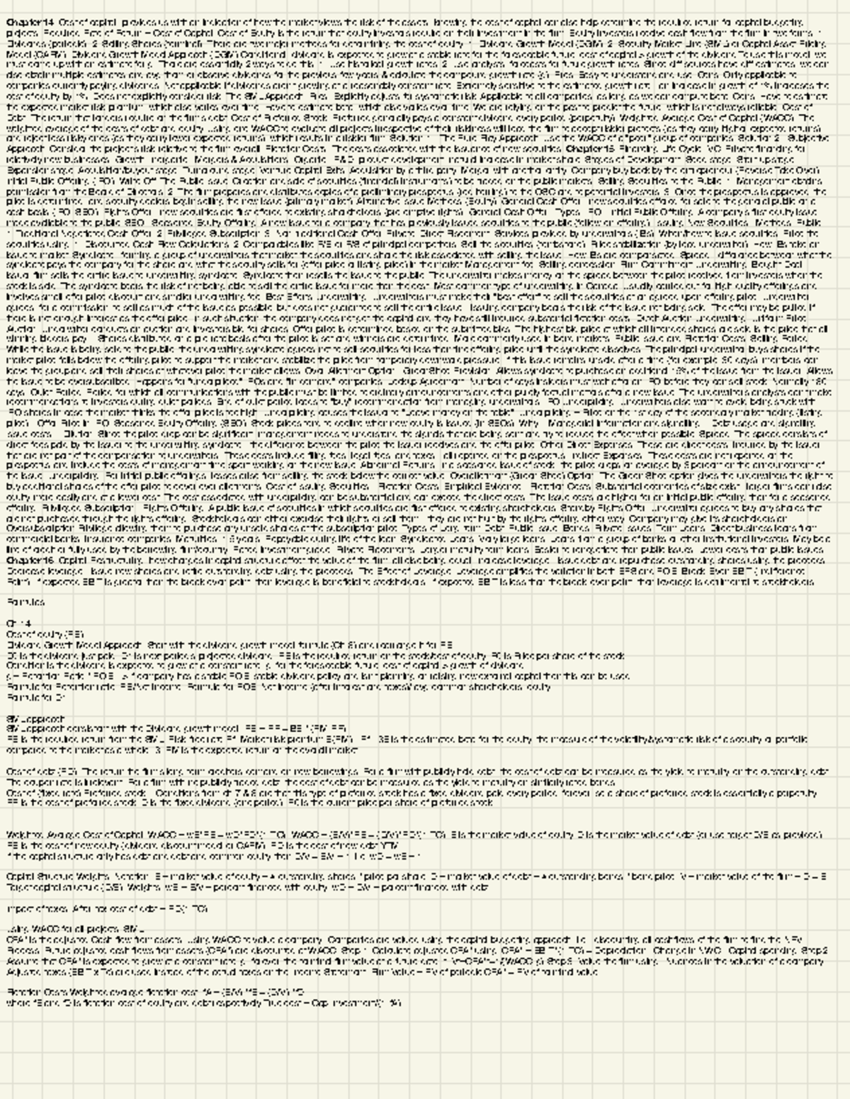2FB3 Crib Sheet - Midterm 1 - Chapter 14 projects; Required Rate of ...