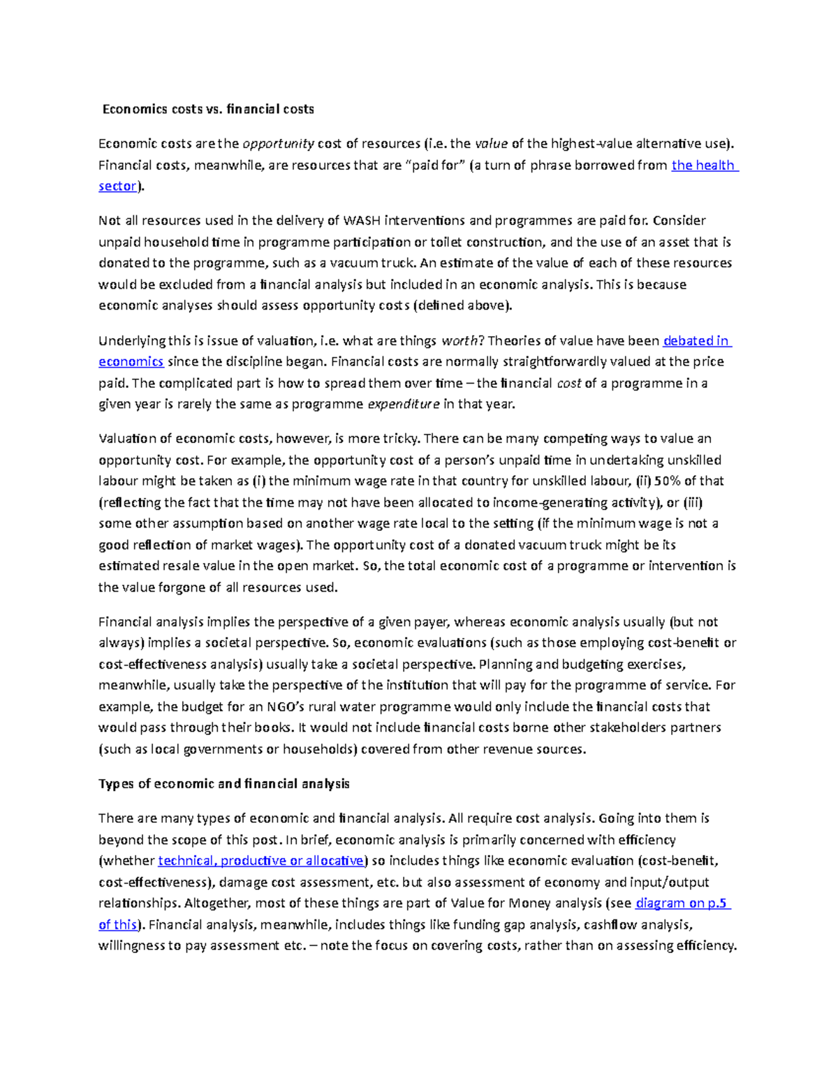 Economics costs v - 334 - Economics costs vs. financial costs Economic ...