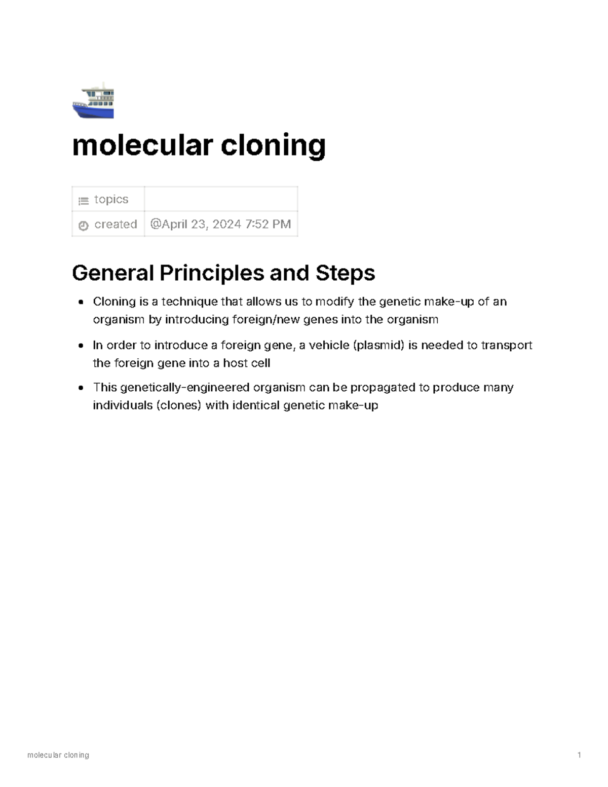Molecular cloning notes - ⛴ molecular cloning topics created General ...