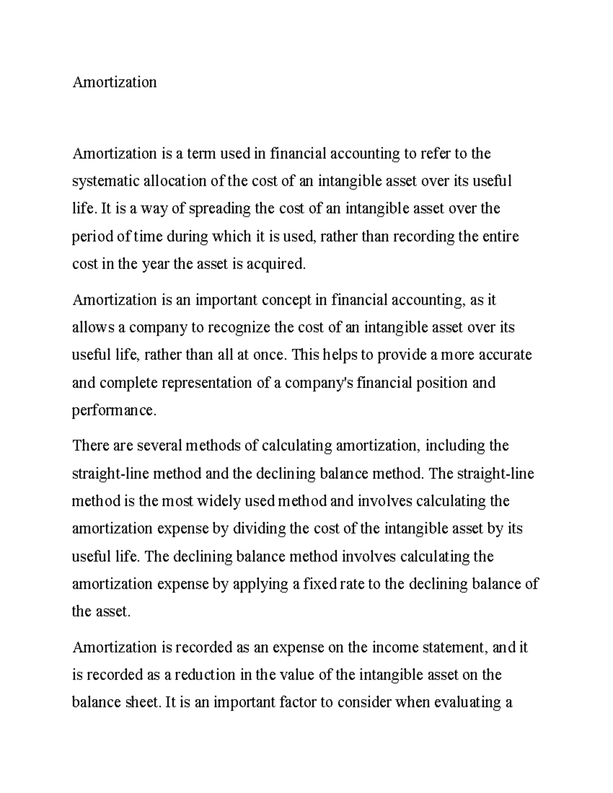 Amortization - Amortization Amortization is a term used in financial ...
