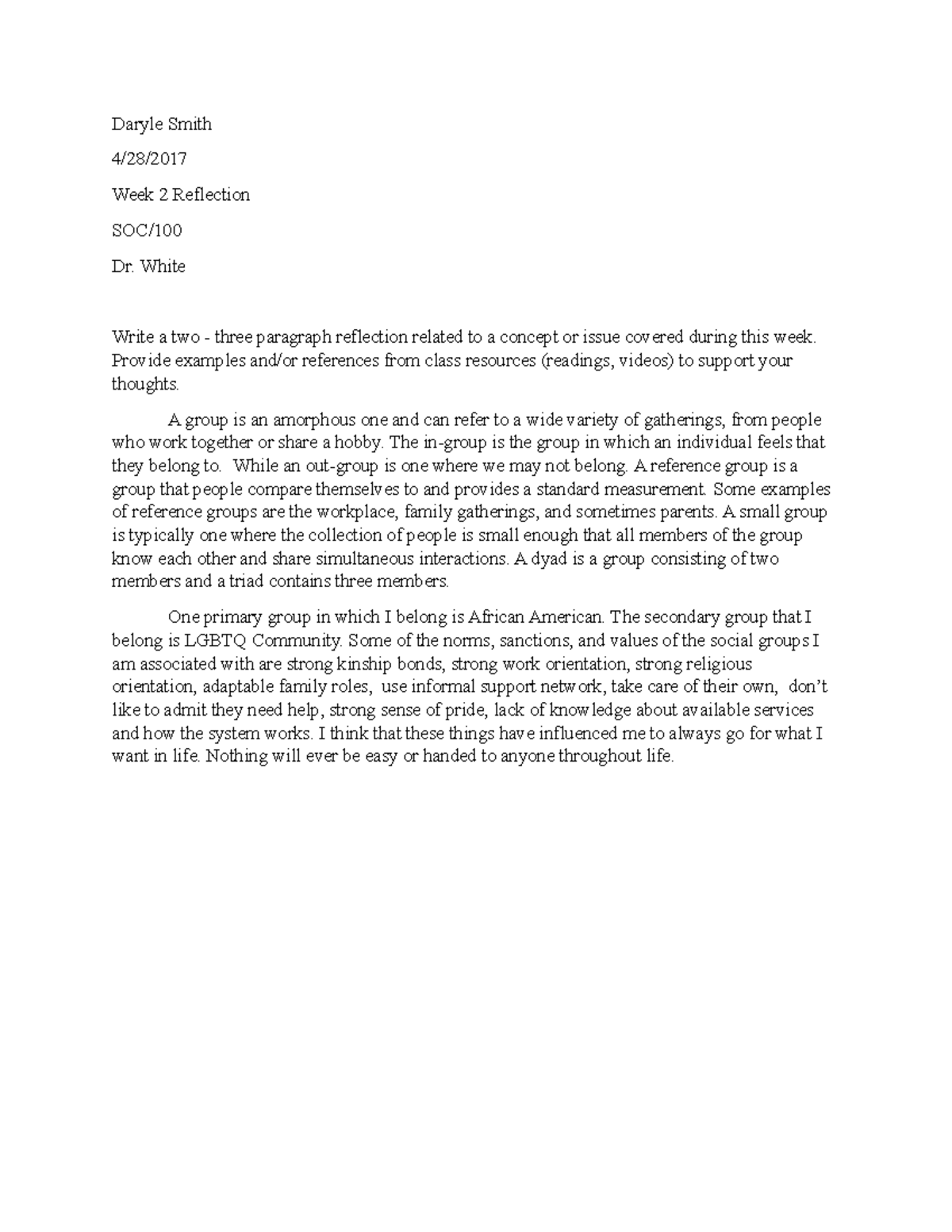 Daryle Smit1 - Summary of the chapter - Daryle Smith 4/28/ Week 2 ...