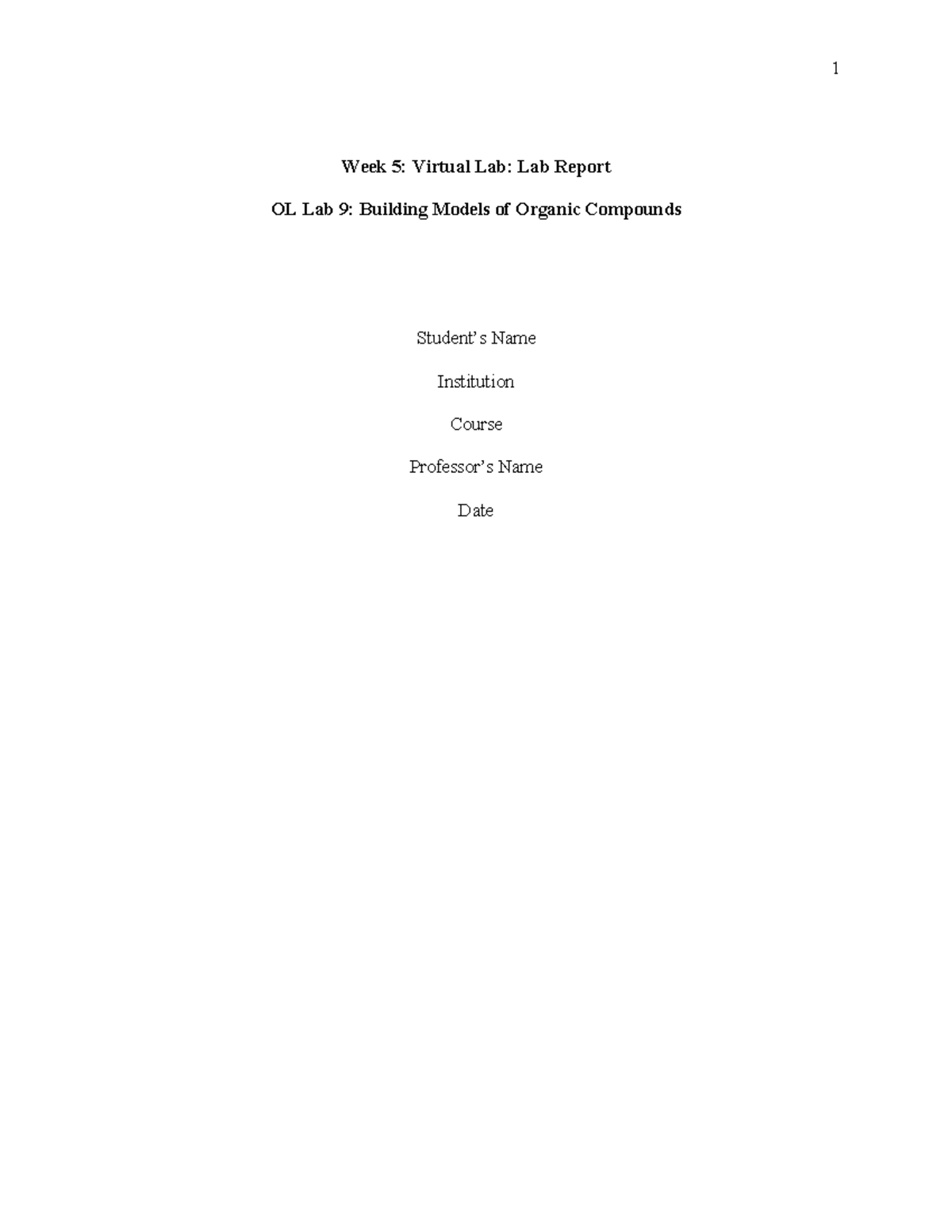 Week 5 Virtual Lab Report - Week 5: Virtual Lab: Lab Report OL Lab 9 ...