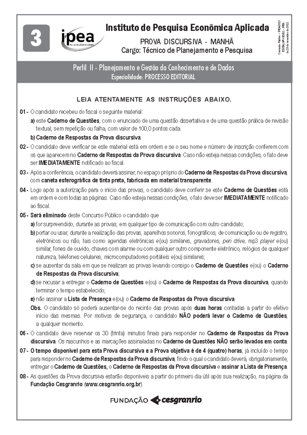 Prova Do Ipea 2024 Pdf - RETOEDU