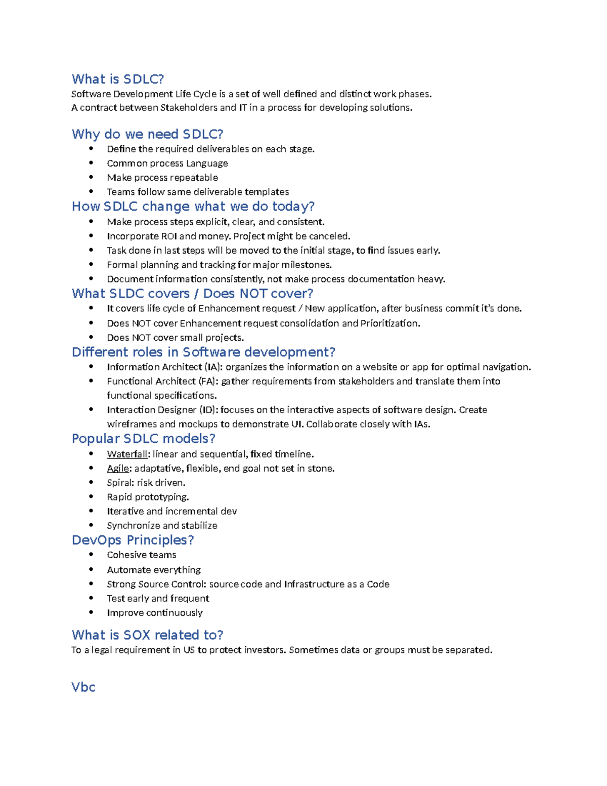 Lecture Notes a - What is SDLC? Software Development Life Cycle is a ...