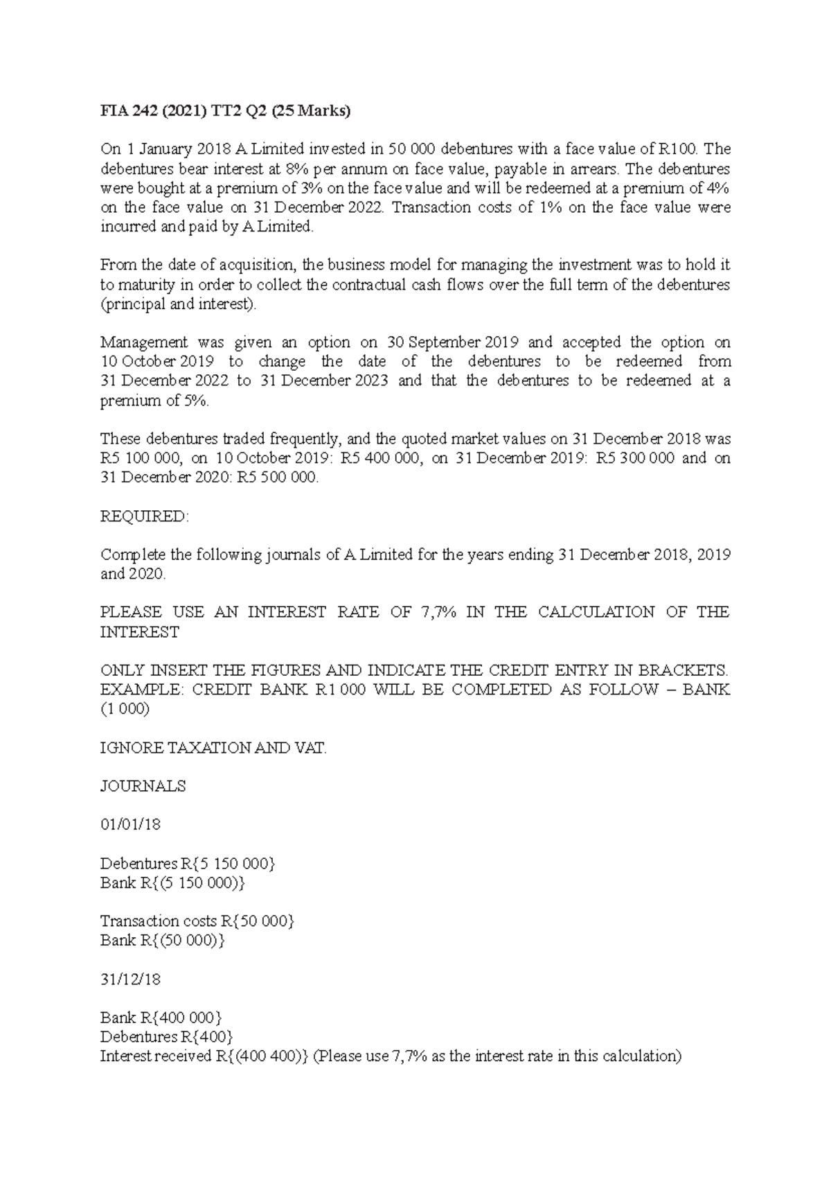FIA 242 2021 TT2 Q2 Financial Instruments - 25 Marks 1 - FIA 242 (2021 ...