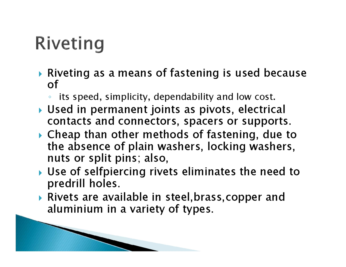 Riveting - A good practical source - Riveting as a means of fastening ...