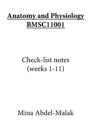 Checklist - Chapter 2 - Summary Human Body Systems 1 - Checklist ...