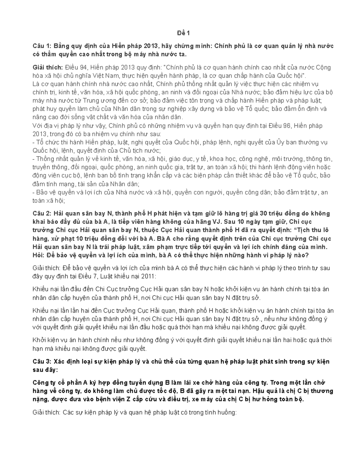 OTSV khoá ebook Tổng hợp câu hỏi tự luận và bài tập - Đề 1 Câu 1: Bằng quy định của Hiến pháp ...