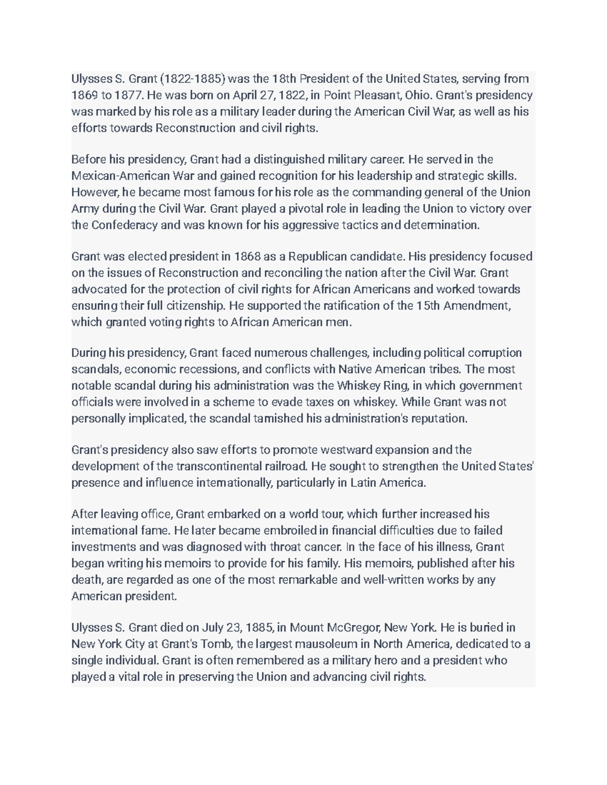 Untitled Ulysses S. Grant - Ulysses S. Grant (1822-1885) was the 18th ...