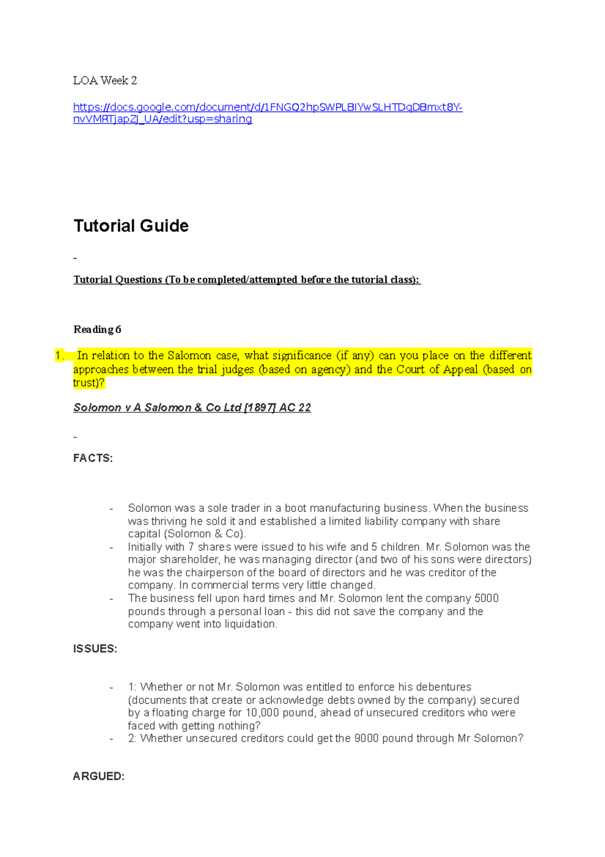 Law of Associations Week 2 Lecture Notes - 200018 - UWS - Studocu