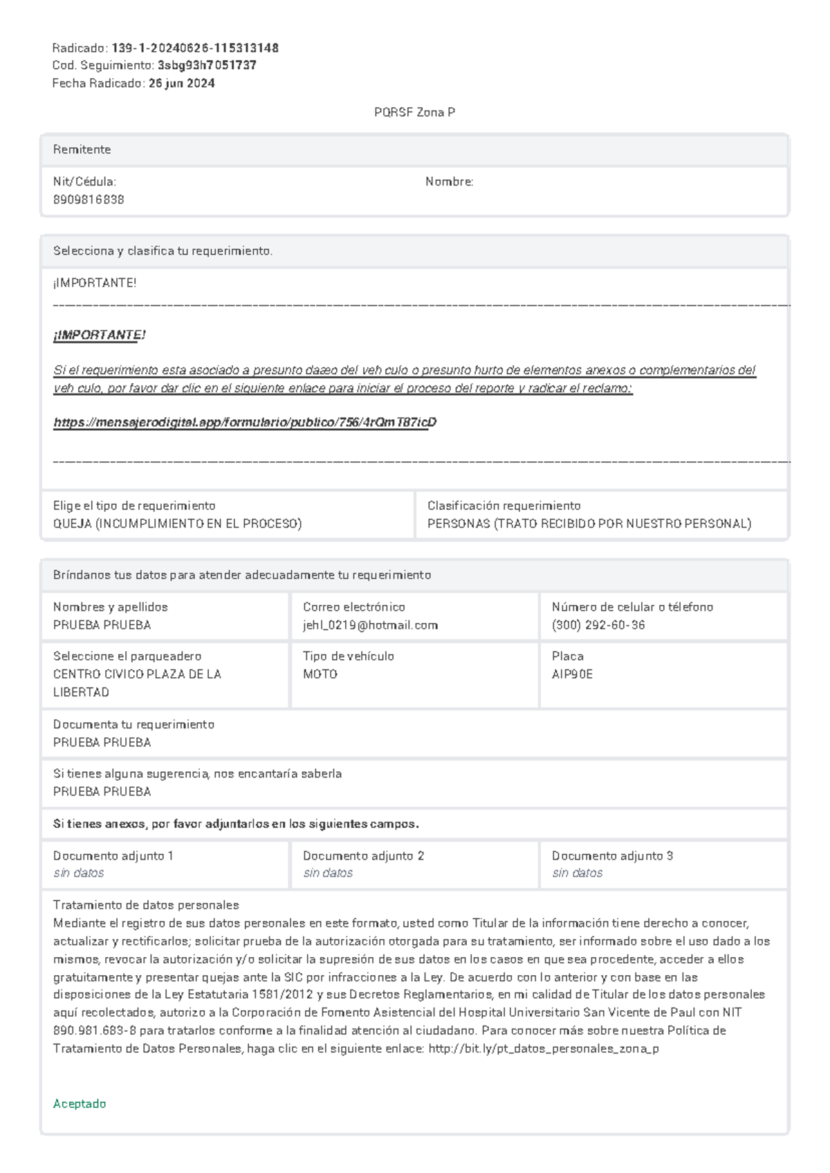 Datos Form 139 1 20240626 115313148 - Radicado: Cod. Seguimiento: 139-1 ...