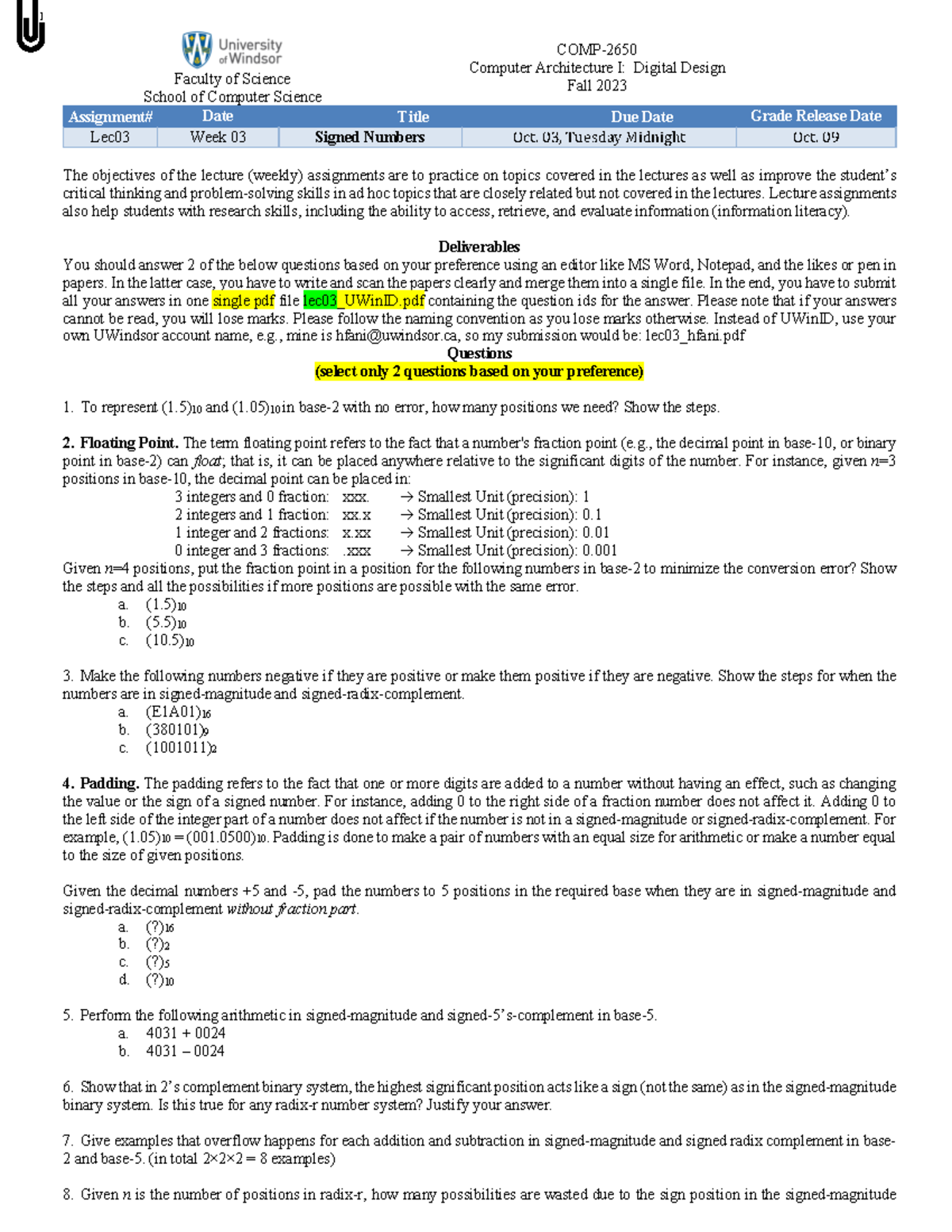 Lec03 Manual - Lec HM - 1 Faculty of Science School of Computer Science ...