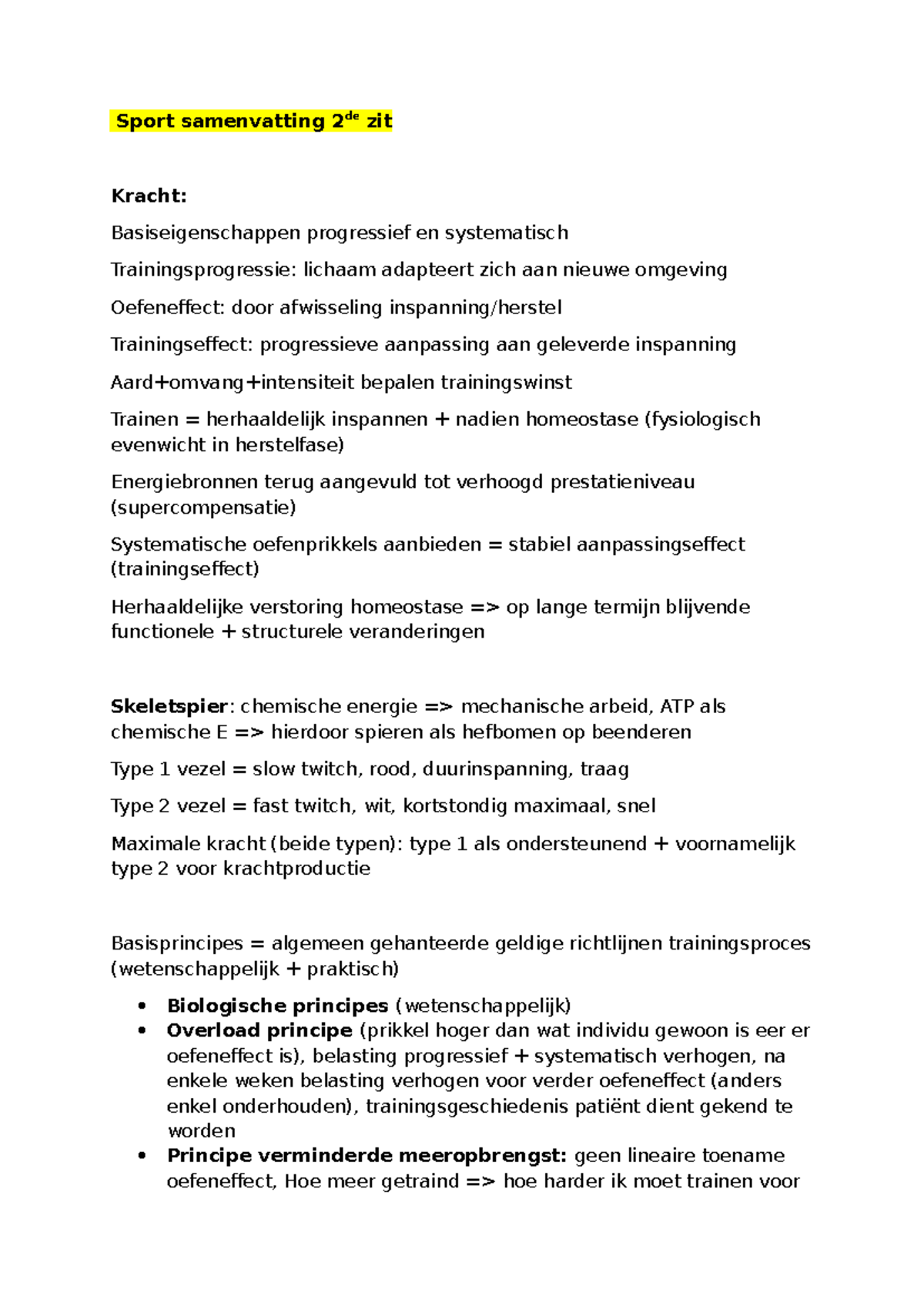 Sport 2de zit - Well - Sport samenvatting 2de zit Kracht ...