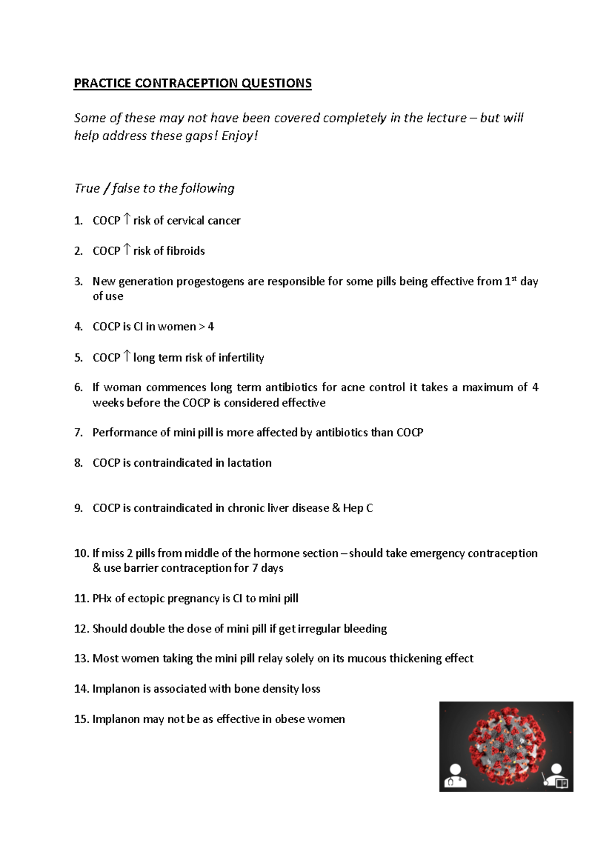 Contraception Exam Questions - PRACTICE CONTRACEPTION QUESTIONS Some of ...