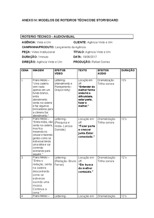 Roteiros-cintia pessoni - ANEXO IV: MODELOS DE ROTEIROS TÉCNICOSE ...