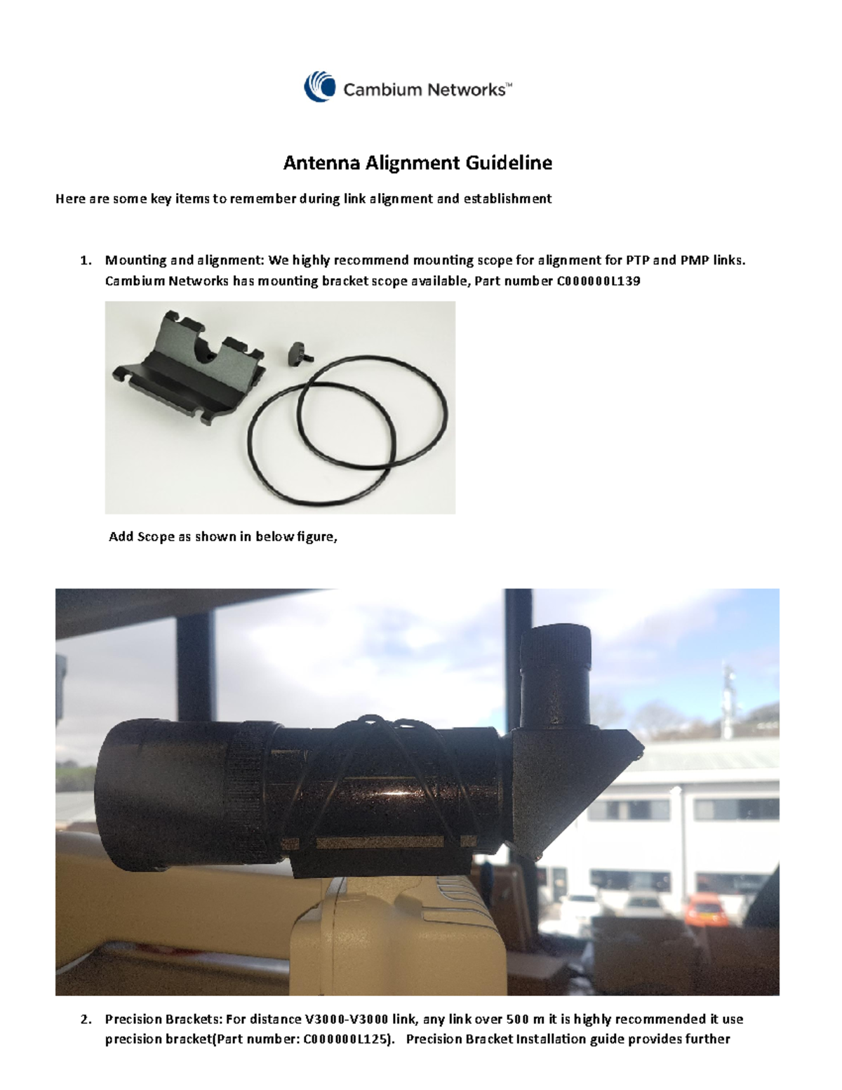 Antenna Alignment Guideline - Cambium Networks has mounting bracket ...