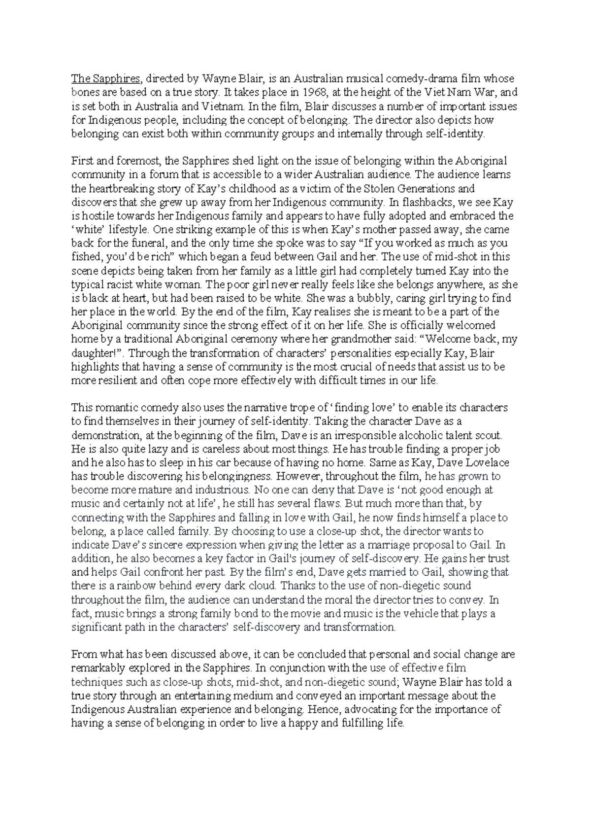 The Sapphires explores the importance of having a sense of belonging ...