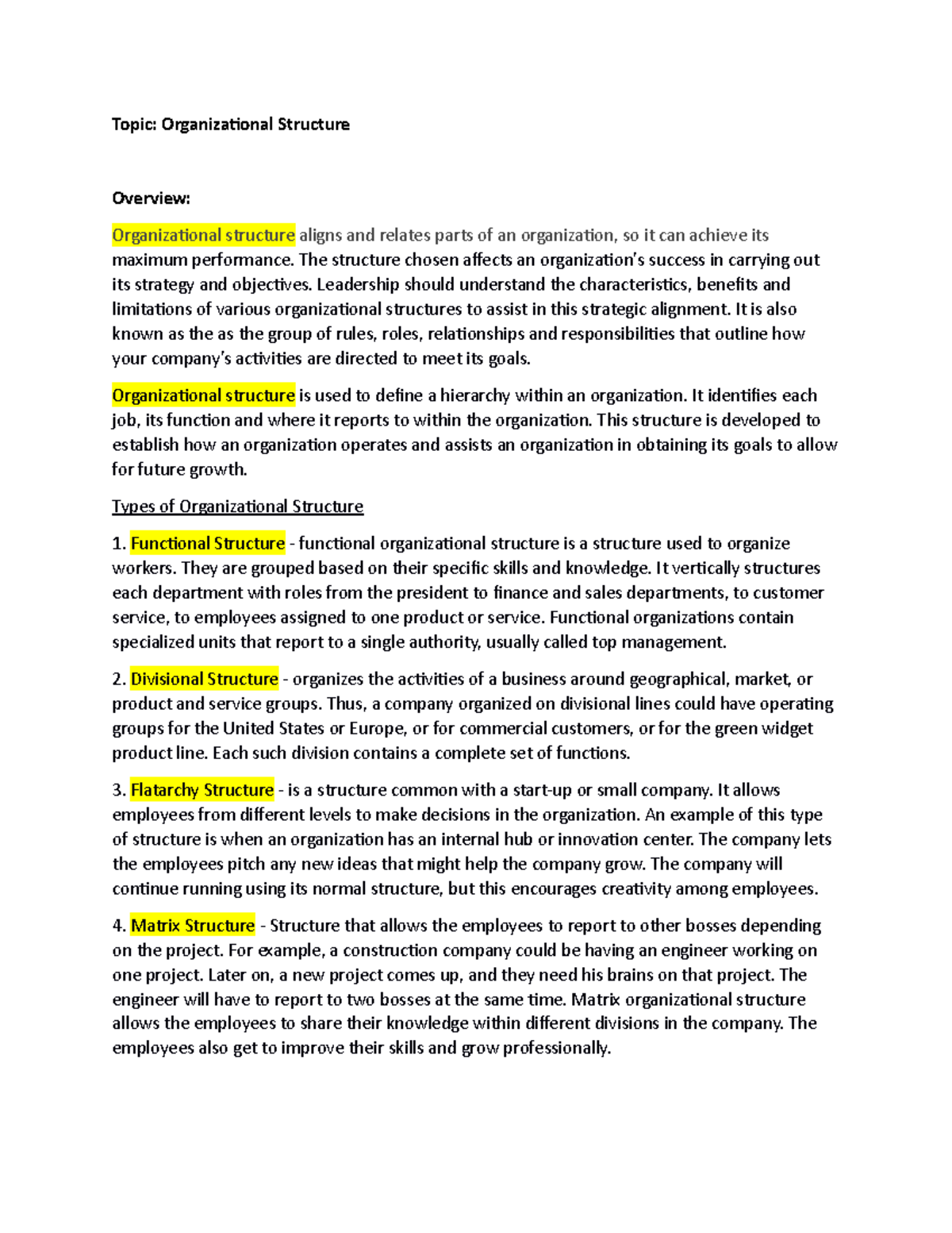 Organizational structure - Topic: Organizational Structure Overview ...