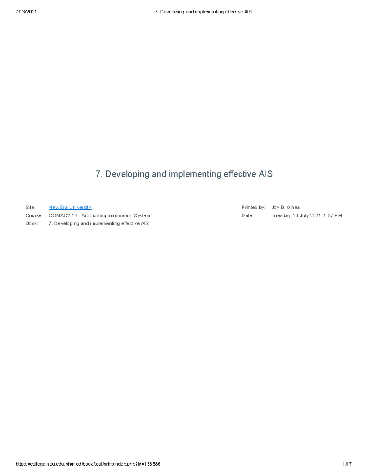 7. Developing and implementing effective AIS - 7. Developing and ...