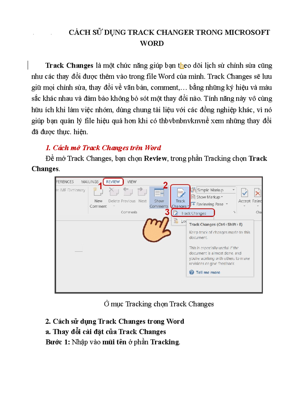 CÁCH SỬ DỤNG Track Changer Trong Microsoft WORD - CÁCH SỬ DỤNG TRACK ...