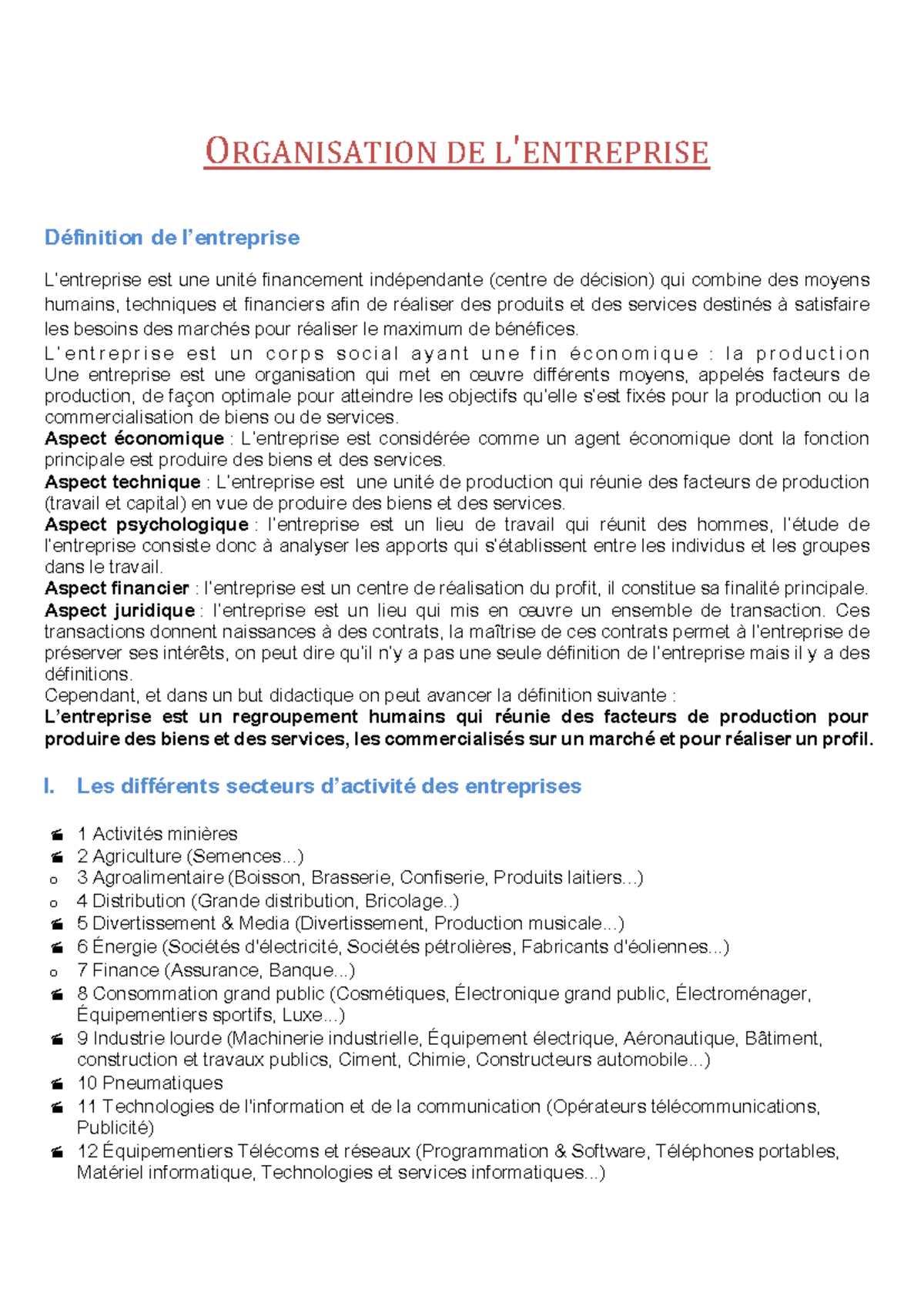 Module 04 Organisation de l'entreprise - O RGANISATION DE L ...