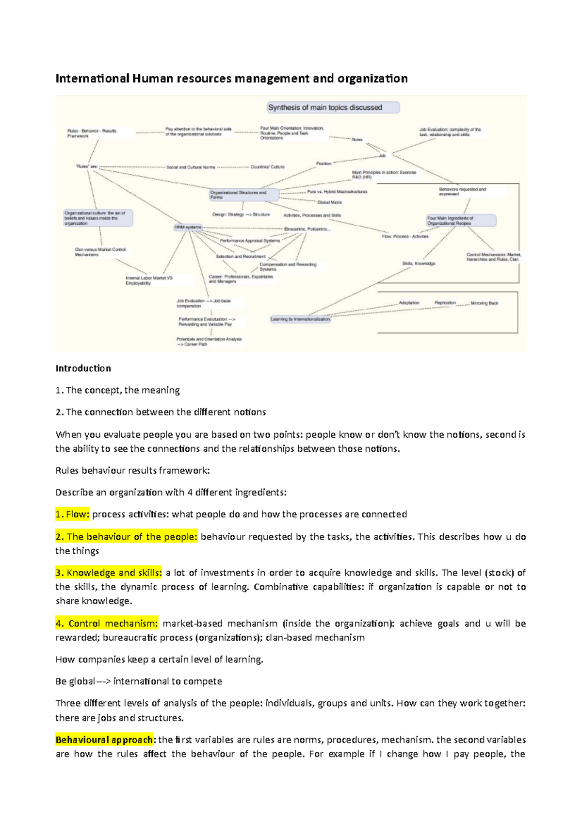 International Human resources management and organization ...