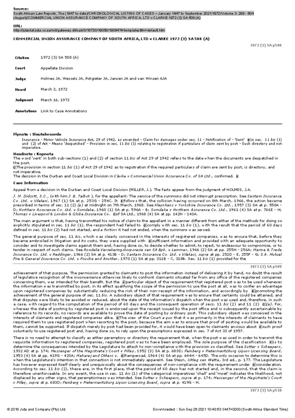 Commercial Union Clarke 1972 A - - Studocu