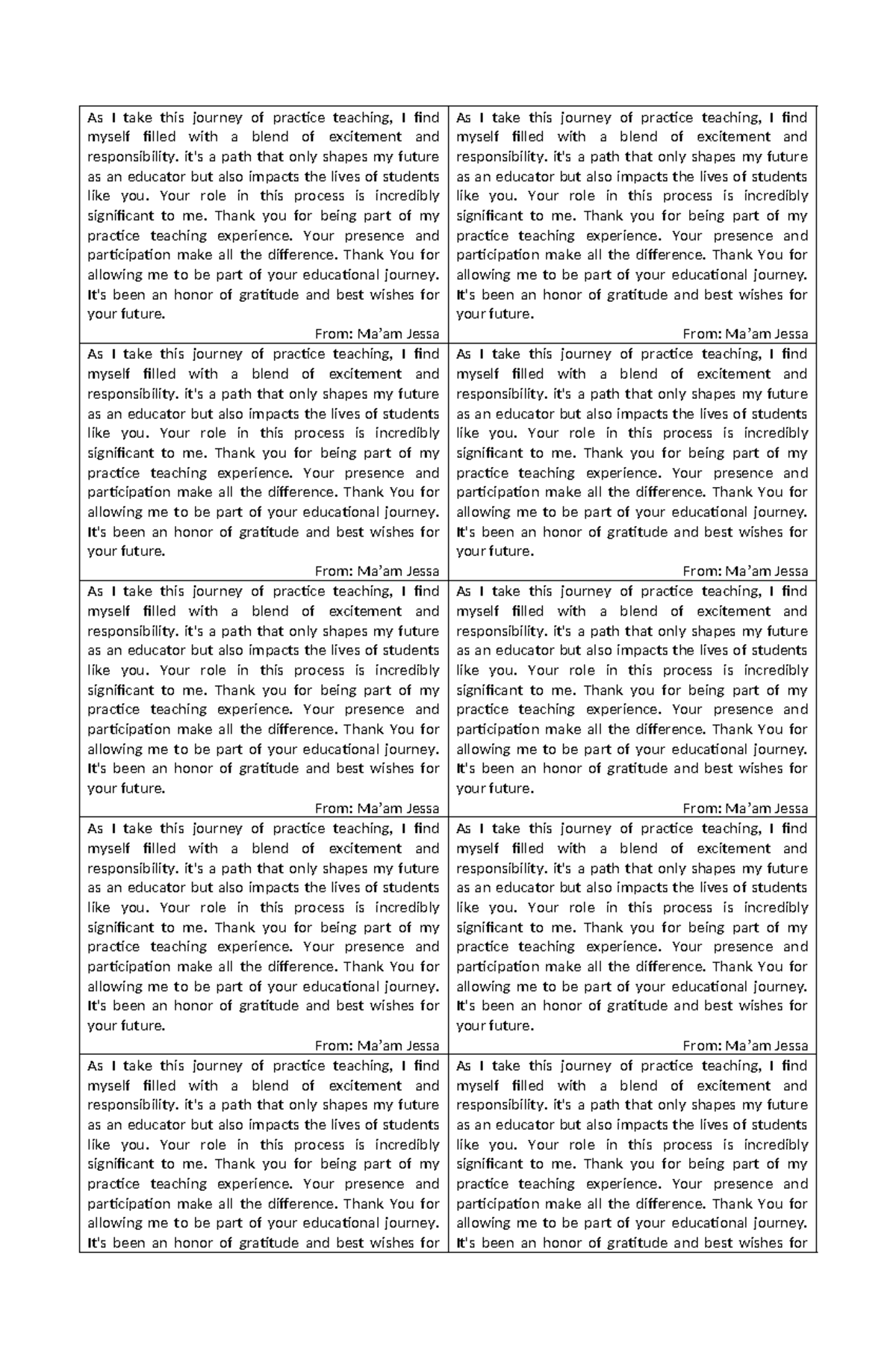 As I take this journey of practice teaching - it's a path that only ...