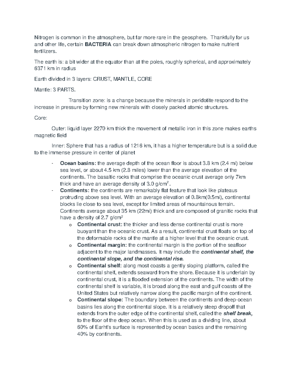 Geology notes ch 1-6 - Geography basics, definitions of features of the ...